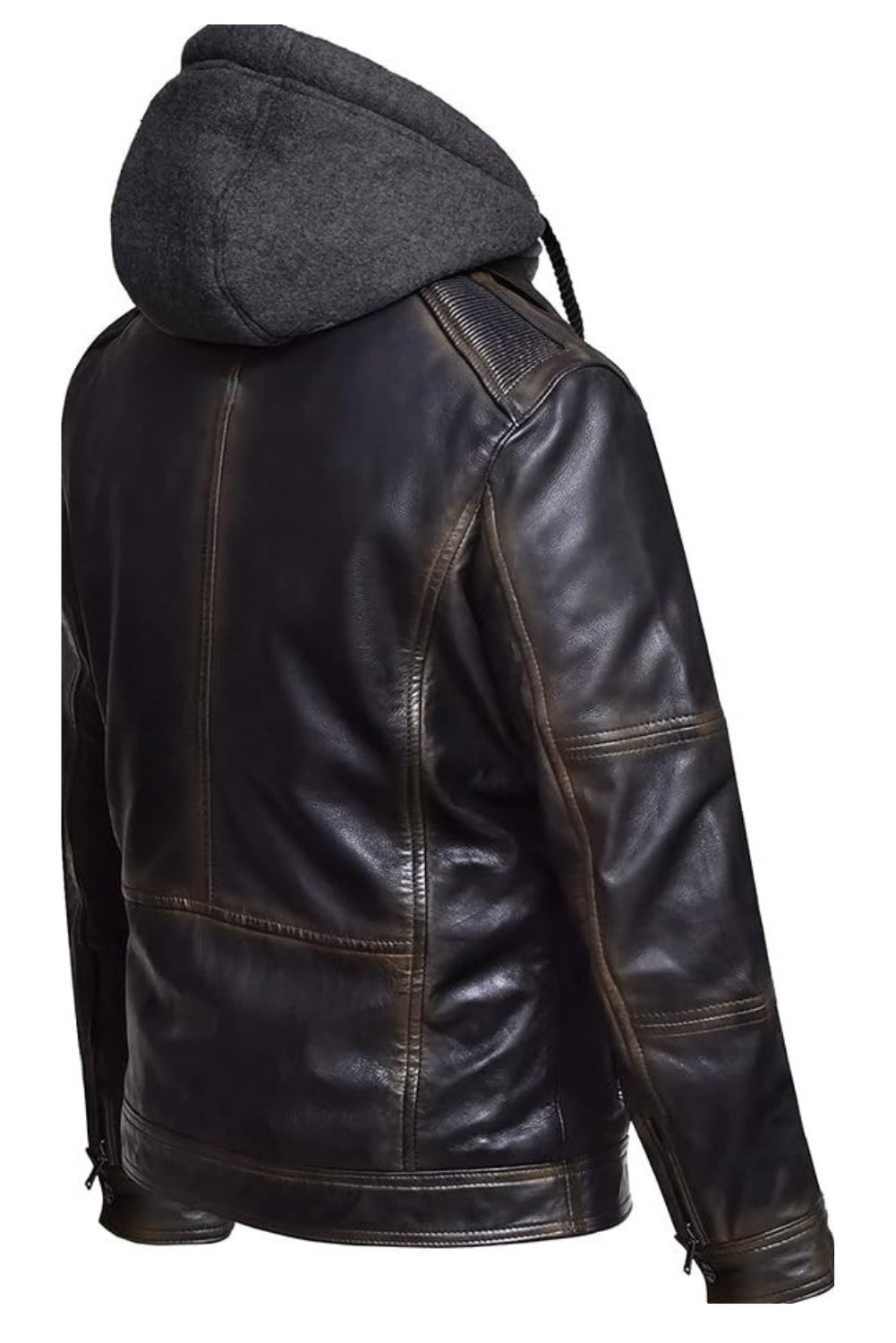 Men's Friedrich Vintage Brown Hooded Leather Biker Jacket – Red Bear Jacket