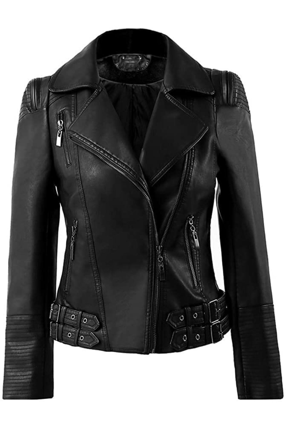 Alice Black Leather Biker Jacket – Red Bear Jacket