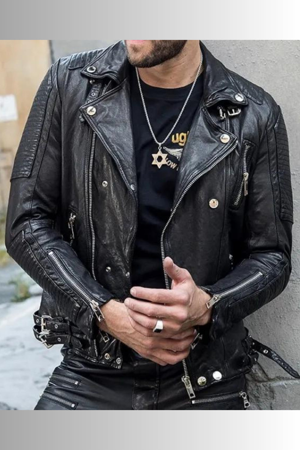Allaric Alley Black Leather Biker Jacket – Red Bear Jacket